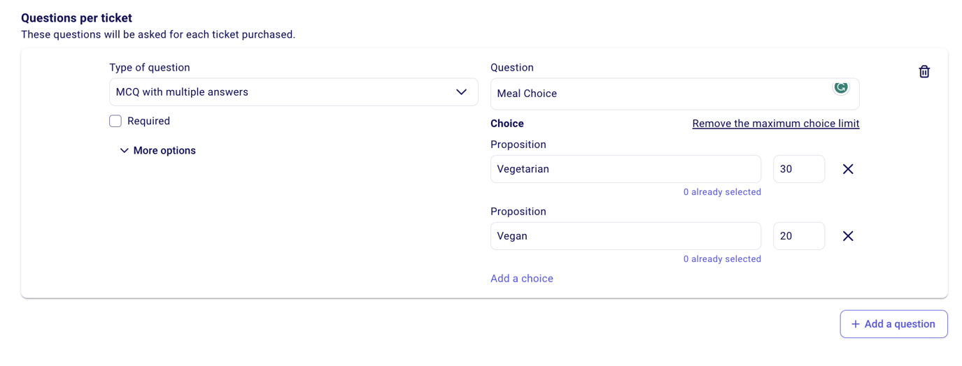 Configuring an event form